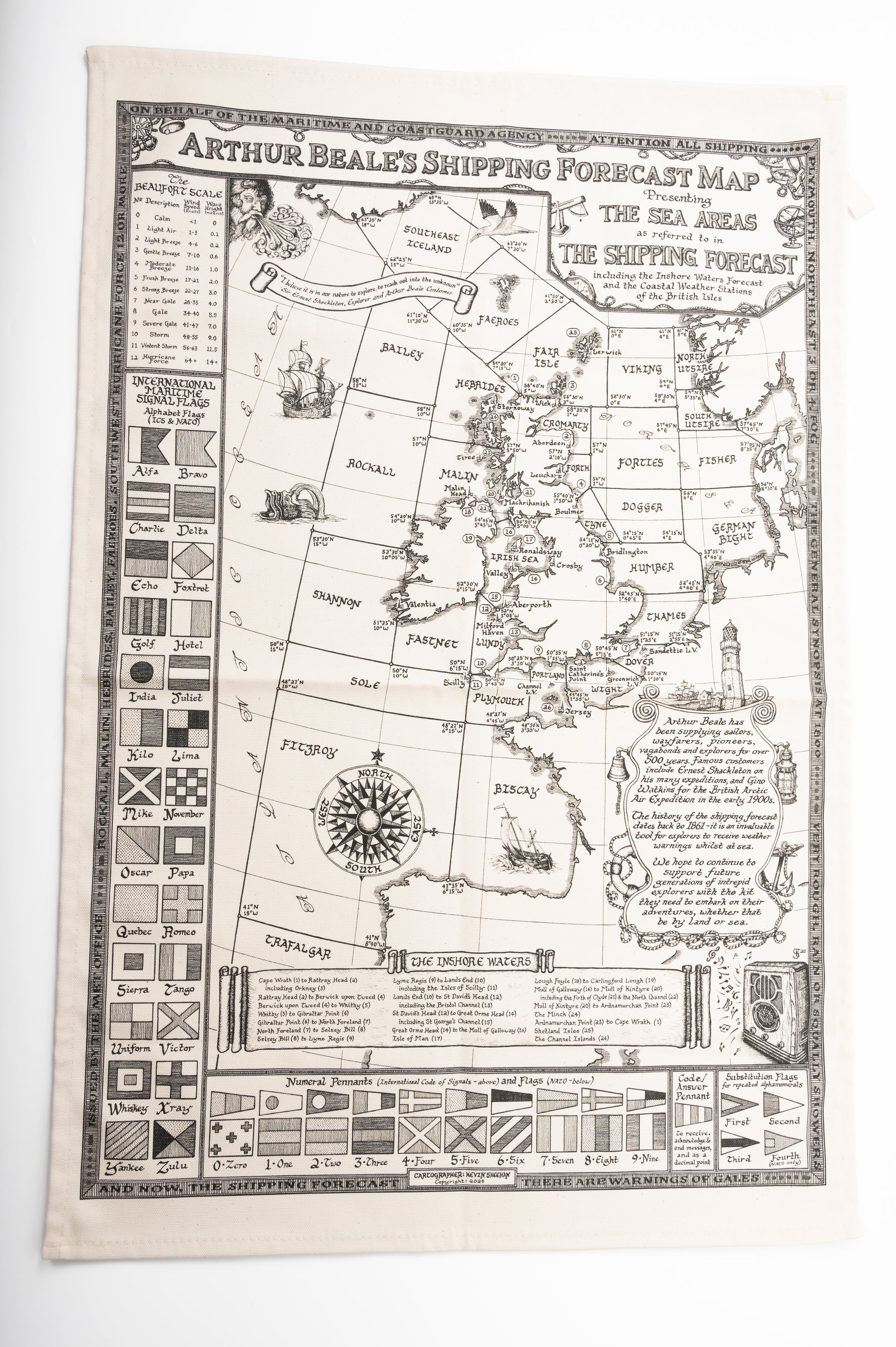 Arthur Beale's Shipping Forecast Tea Towel | Arthur Beale