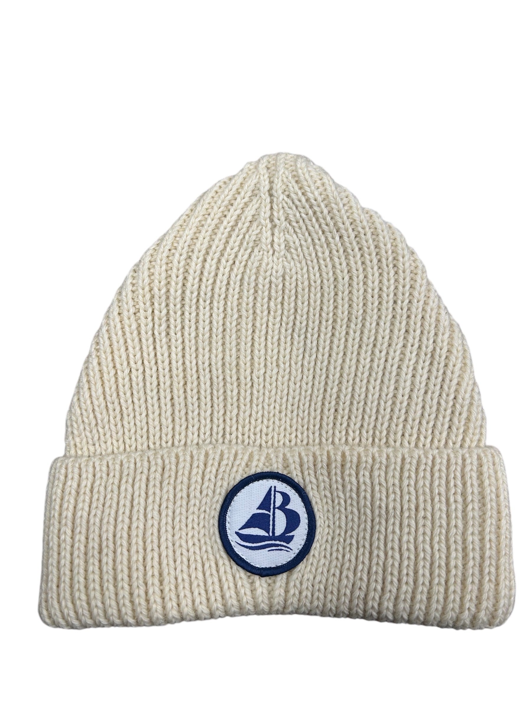 Ecru Arthur Beale White Badge Beanie Hat | Arthur Beale